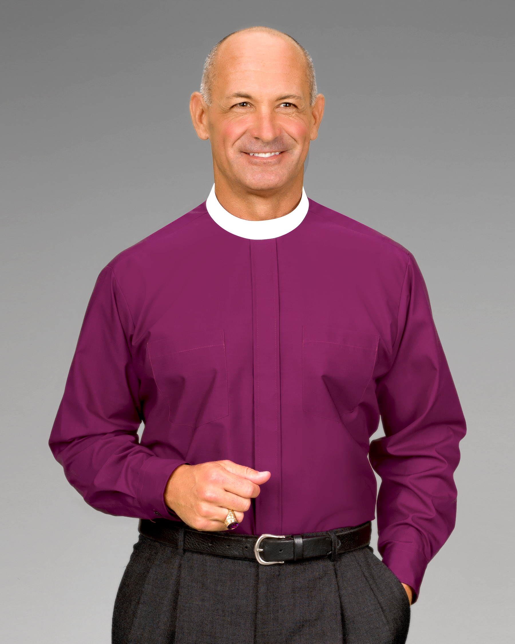 CM Almy | Bishop's QuikShip Long Sleeve Neckband Clergy Shirt