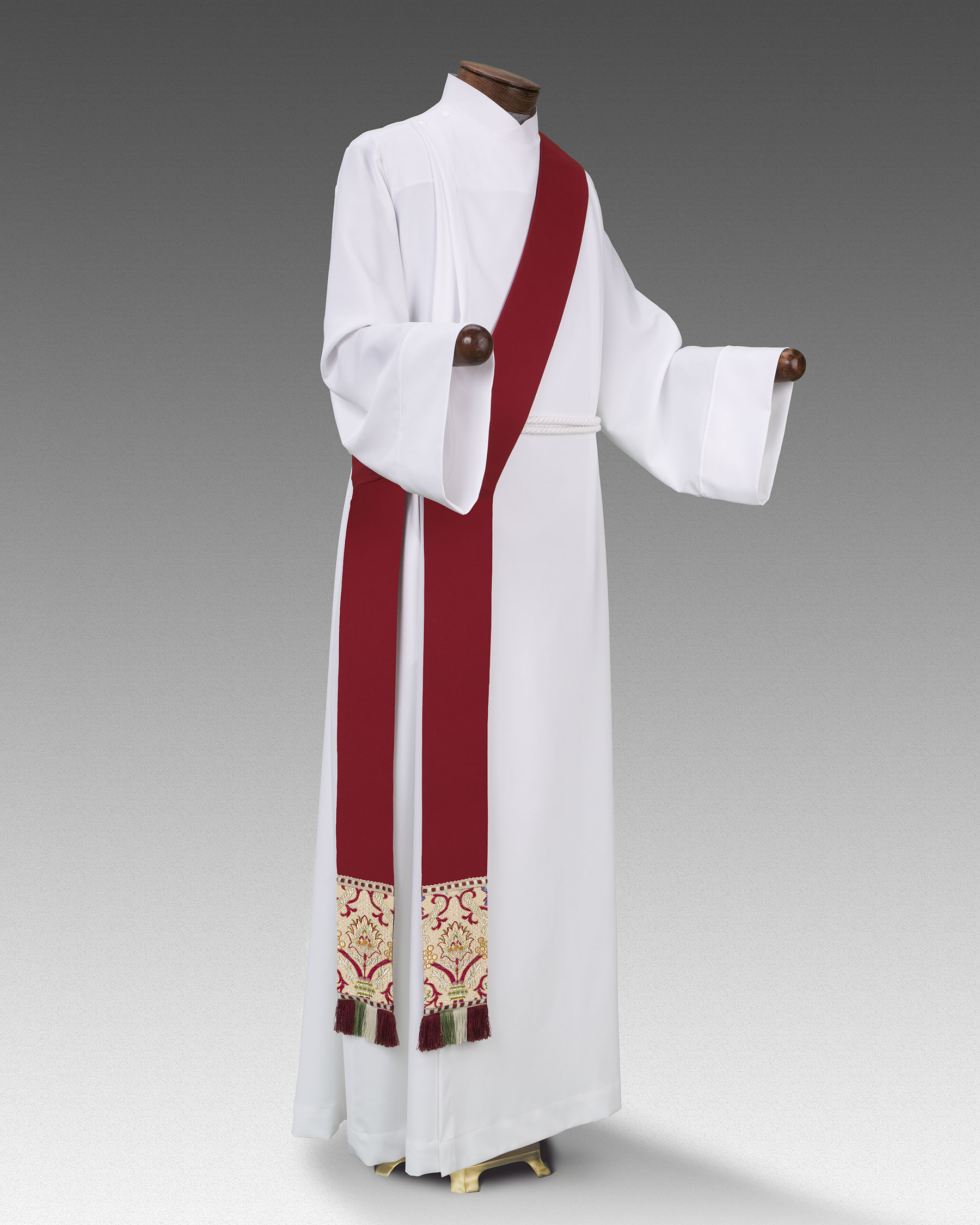 CM Almy | Red Deacon's Stole with Red Coronation Tapestry