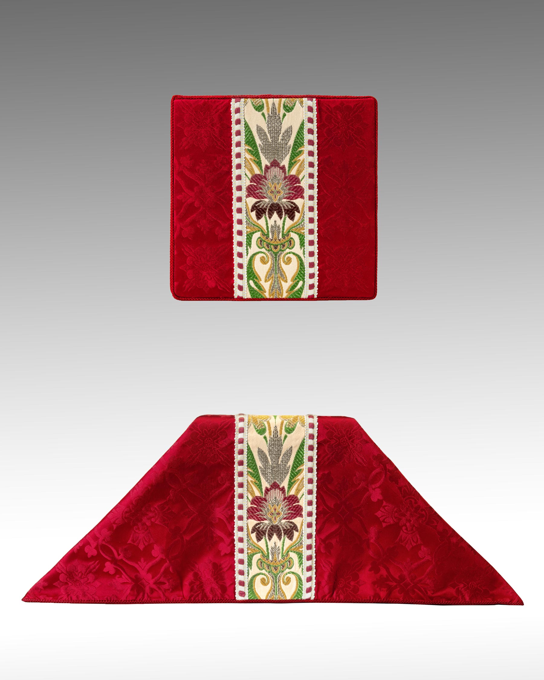 CM Almy | Red Silk Stonington Burse and Veil