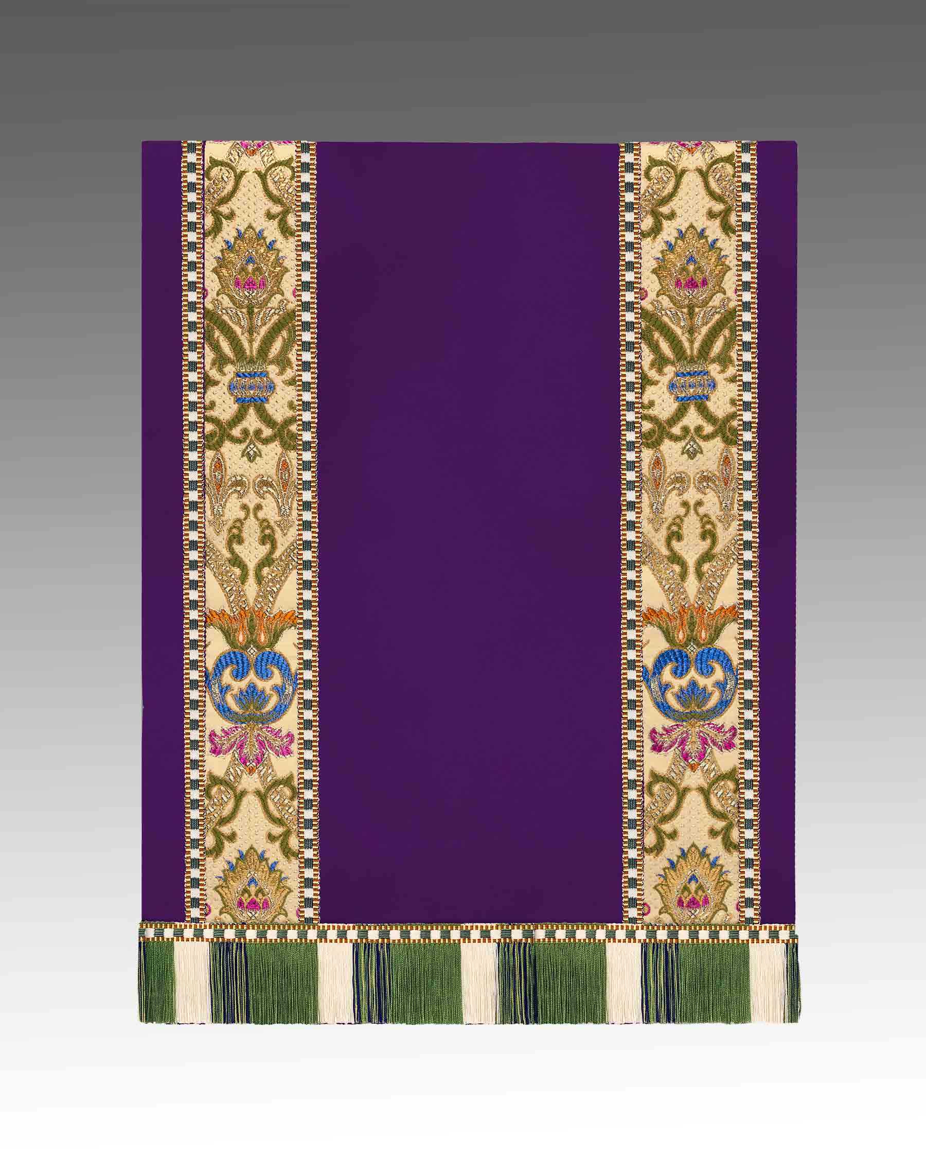 CM Almy | Purple Pulpit Hanging with Green Coronation Tapestry